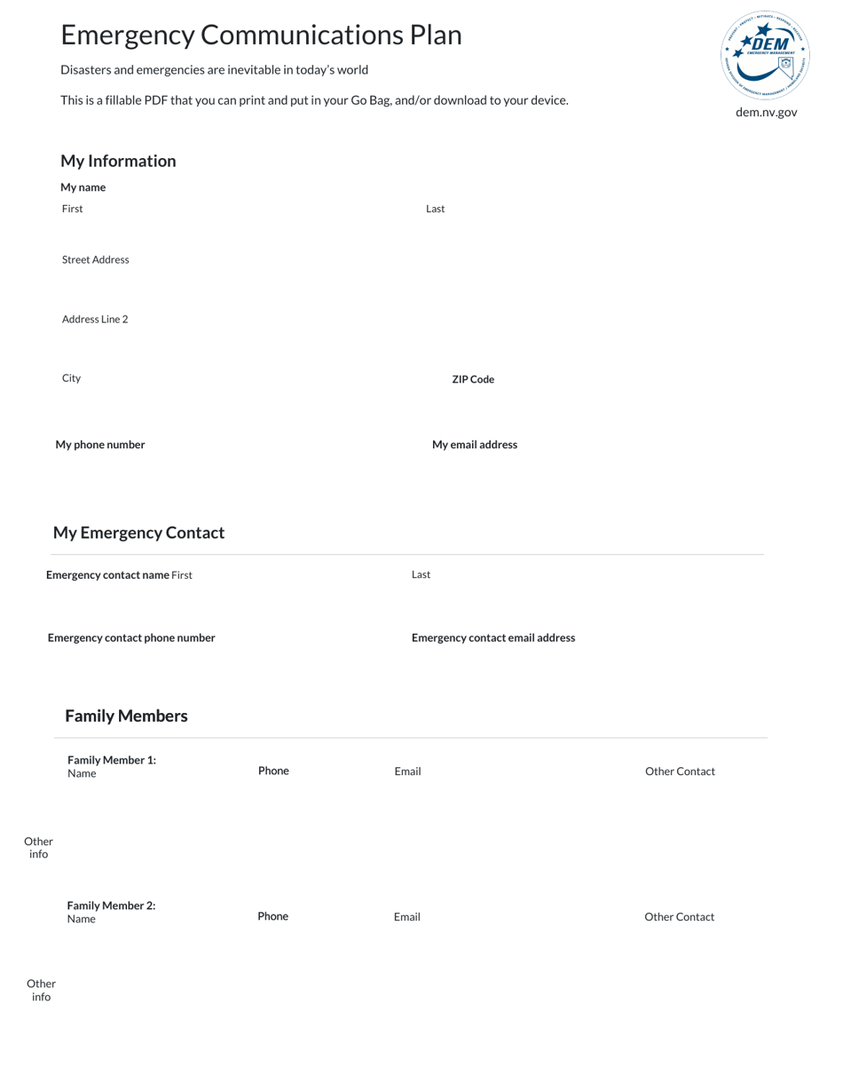Nevada Emergency Communications Plan - Fill Out, Sign Online and ...
