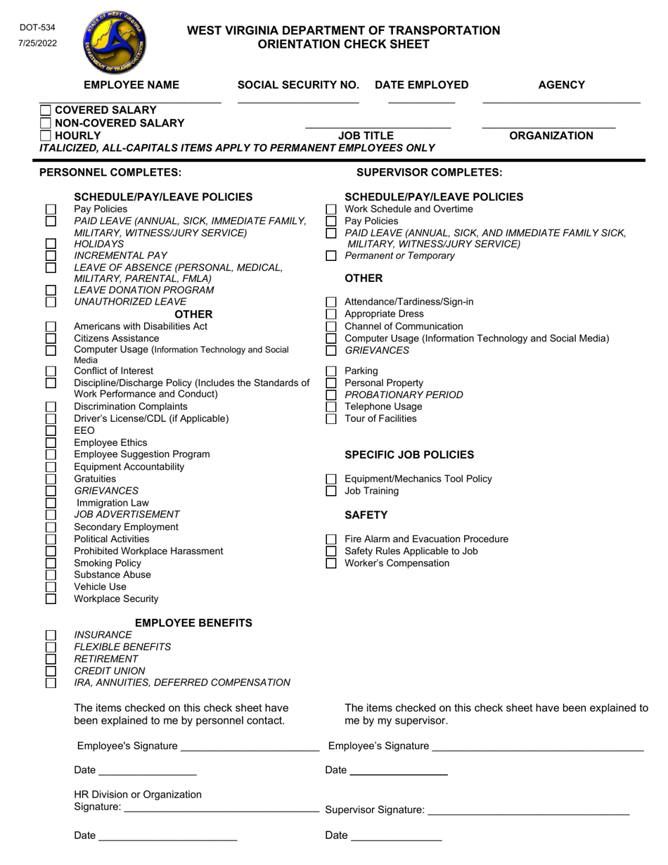 Form DOT-534 - Fill Out, Sign Online and Download Fillable PDF, West ...