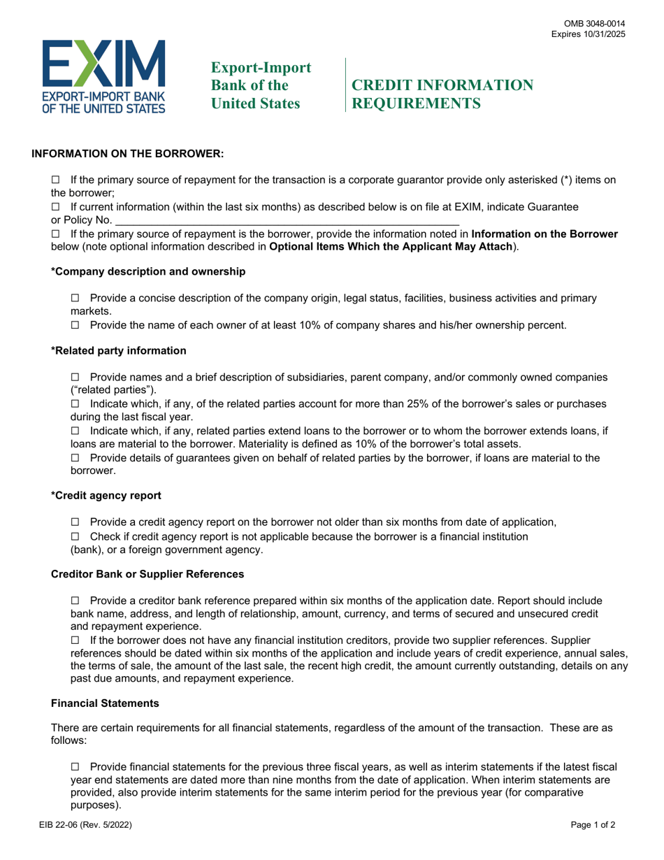 EIB Form 22-06 - Fill Out, Sign Online and Download Fillable PDF ...