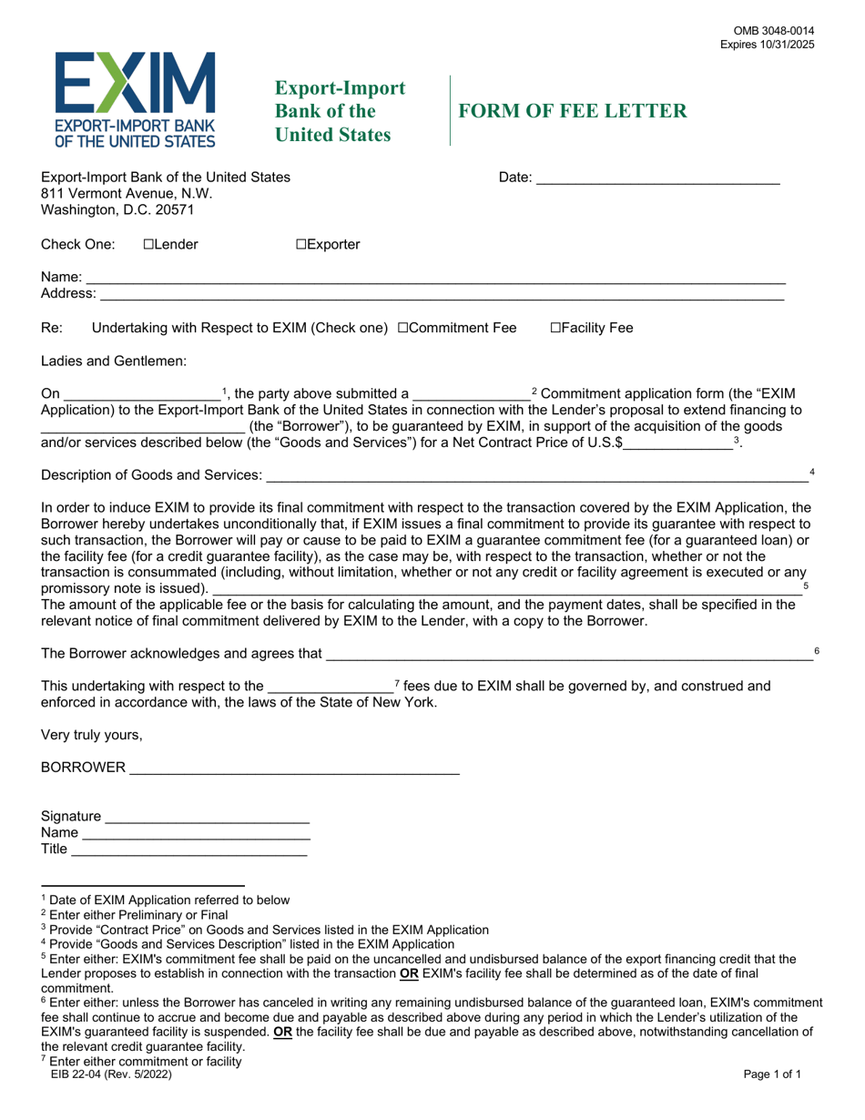 EIB Form 22-04 - Fill Out, Sign Online and Download Fillable PDF ...