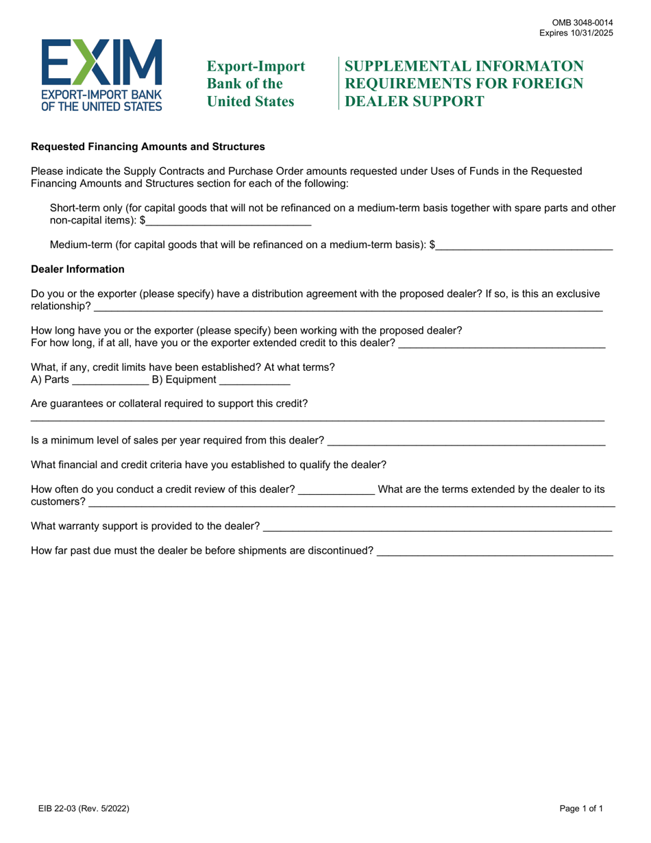EIB Form 22-03 - Fill Out, Sign Online and Download Fillable PDF ...
