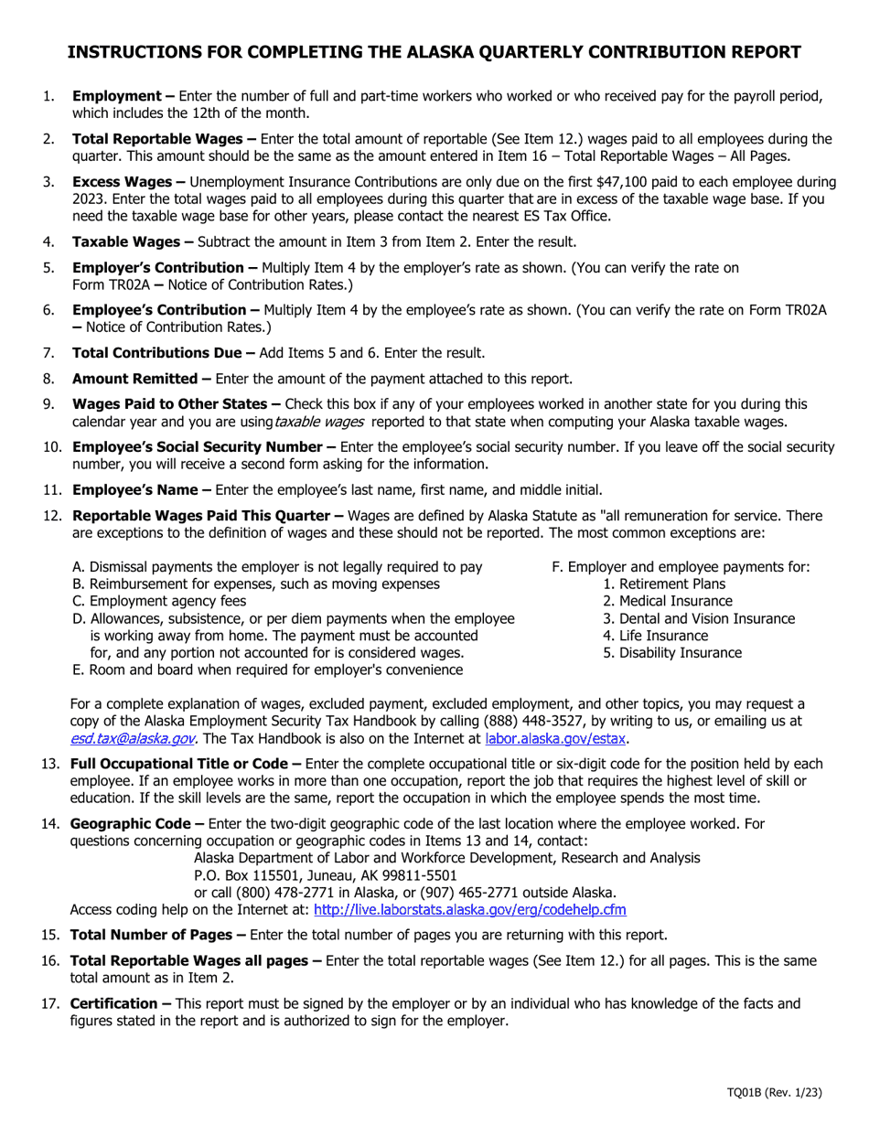 Download Instructions for Form TQ01C Alaska Quarterly Contribution ...