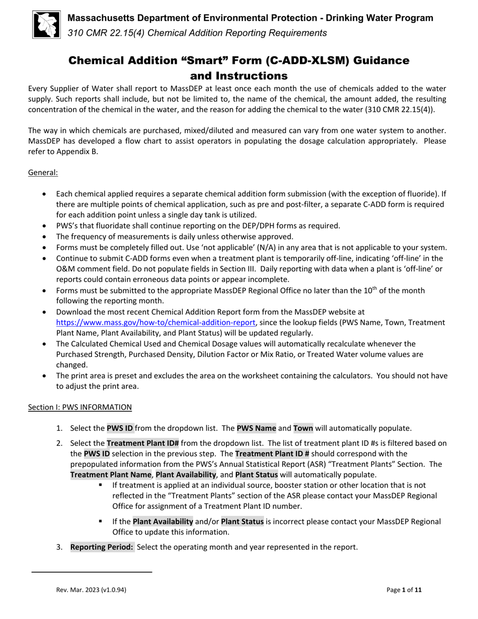 Download Instructions for Form C-ADD-XLSM Chemical Addition Report PDF ...