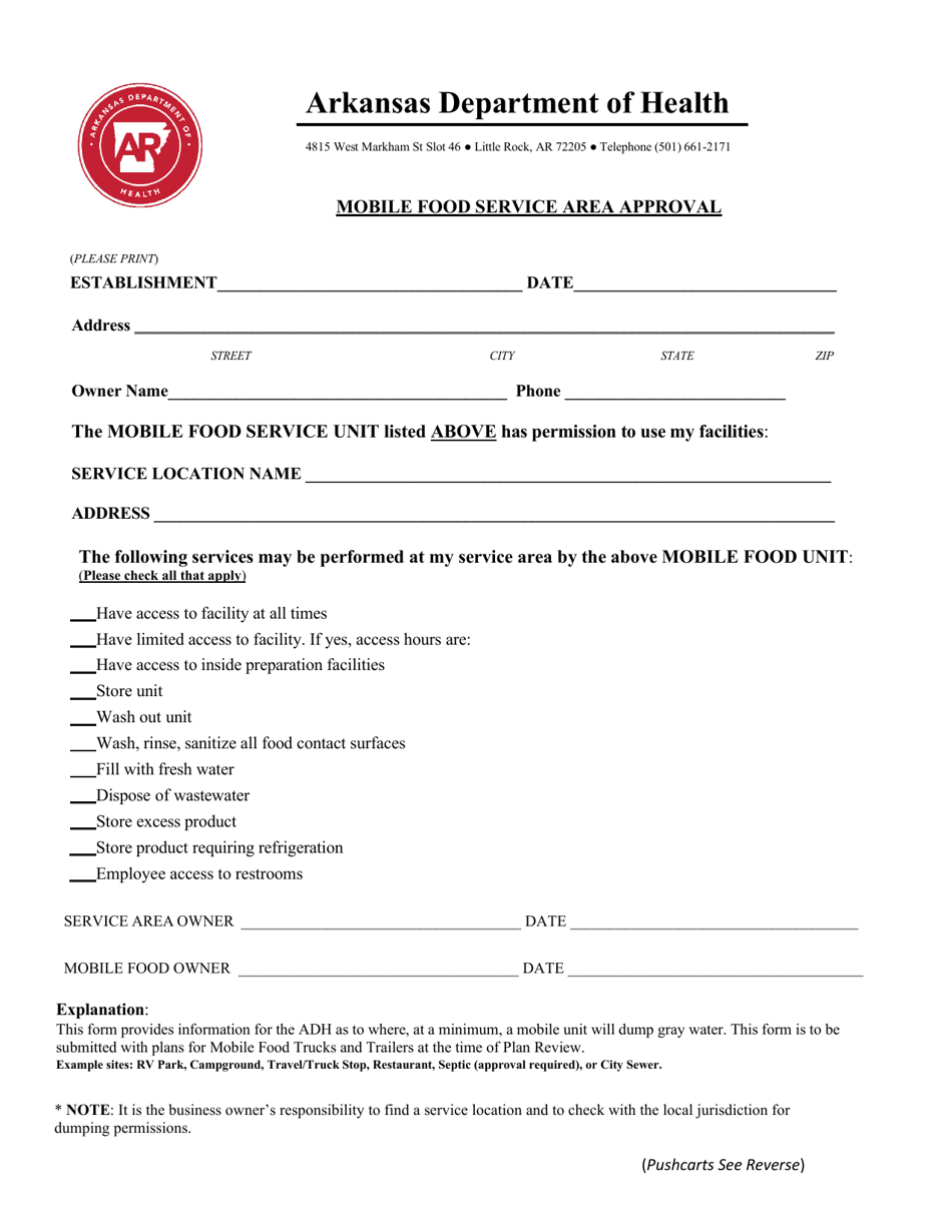 Arkansas Mobile Food Service Area Approval - Fill Out, Sign Online and ...