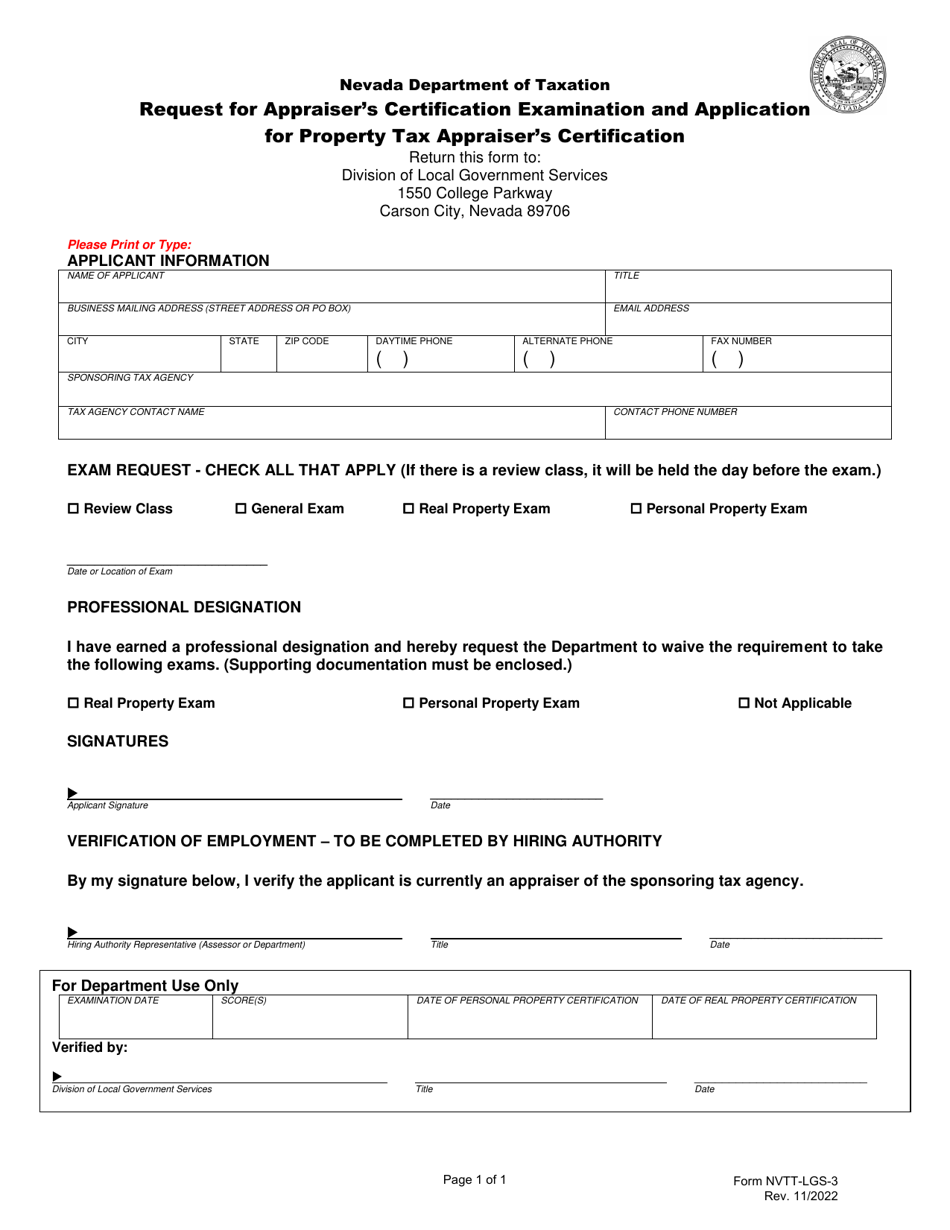 Form NVTT-LGS-3 - Fill Out, Sign Online and Download Printable PDF ...