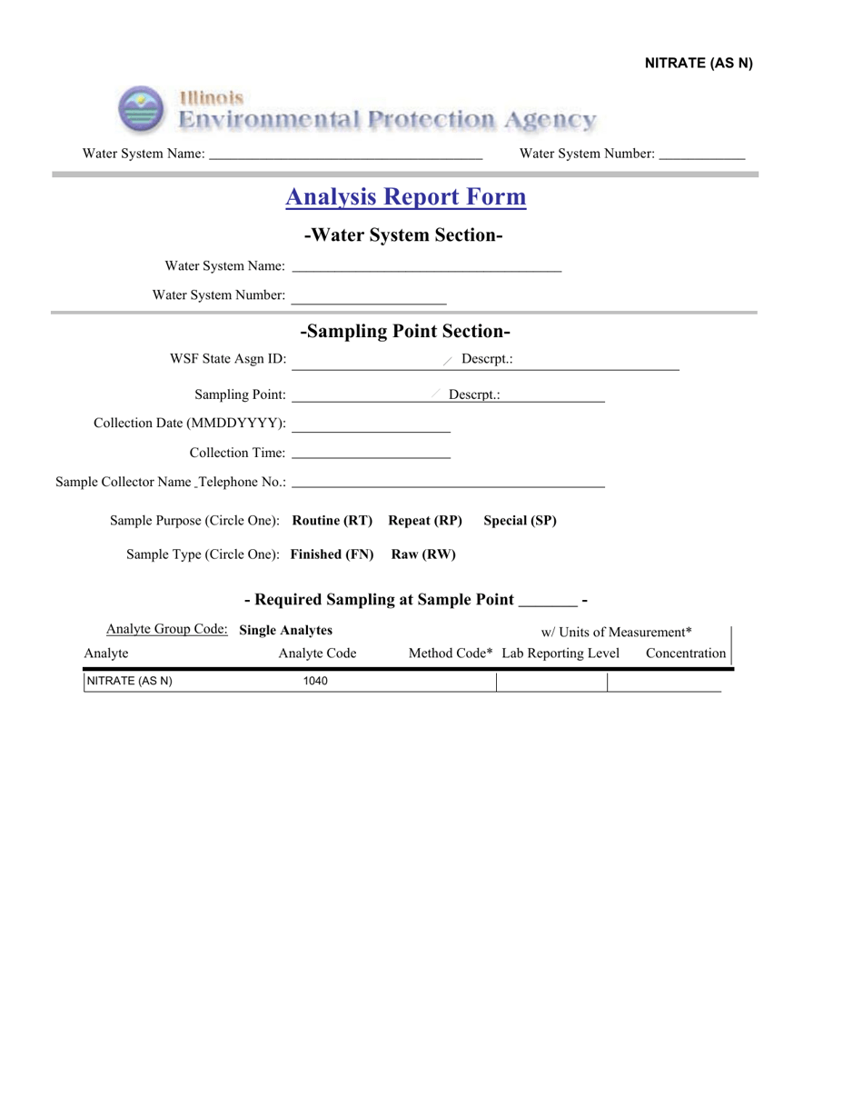 Illinois Nitrate Analysis Report Form - Fill Out, Sign Online and ...