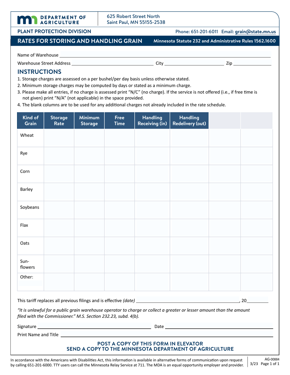 Form AG-00884 - Fill Out, Sign Online and Download Fillable PDF ...