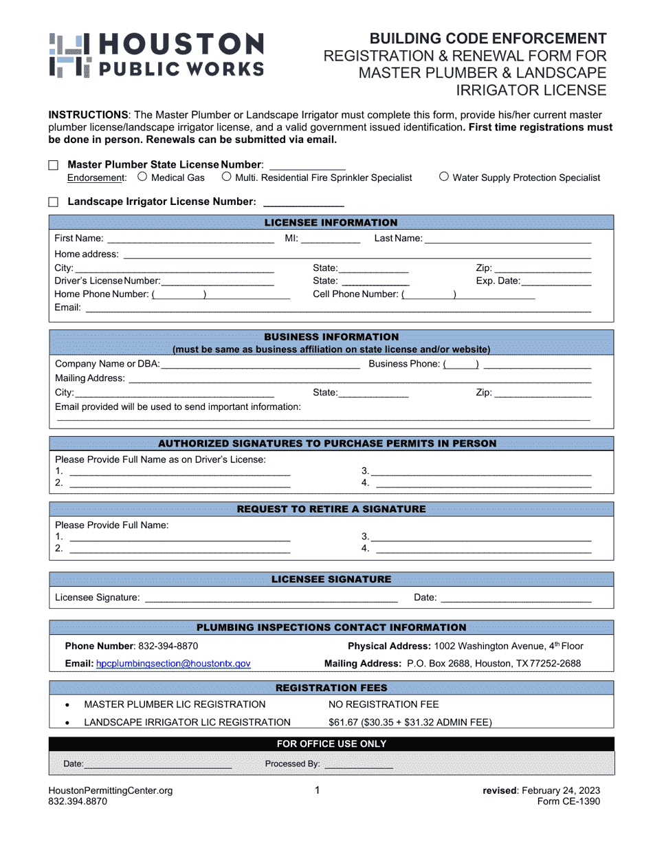 Form CE-1390 - Fill Out, Sign Online and Download Fillable PDF, City of ...
