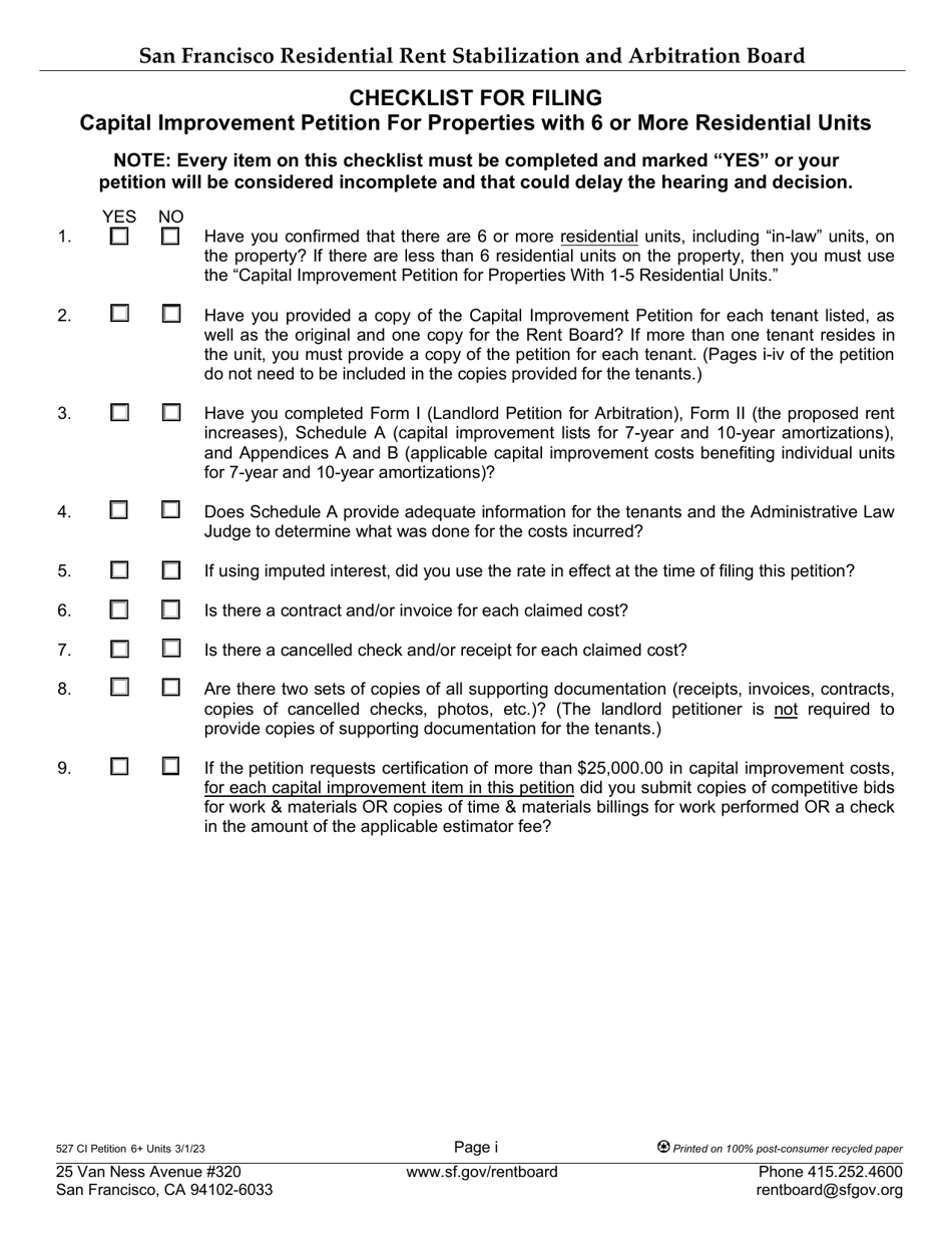 Form 527 Download Fillable PDF or Fill Online Capital Improvement ...
