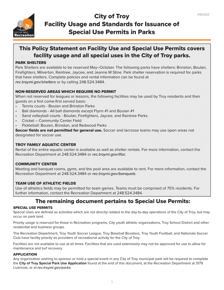 City of Troy, Michigan Special Use Application Download Printable PDF ...