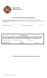 City of Dallas, Texas Notice of Privacy Practices Acknowledgment - Fill ...