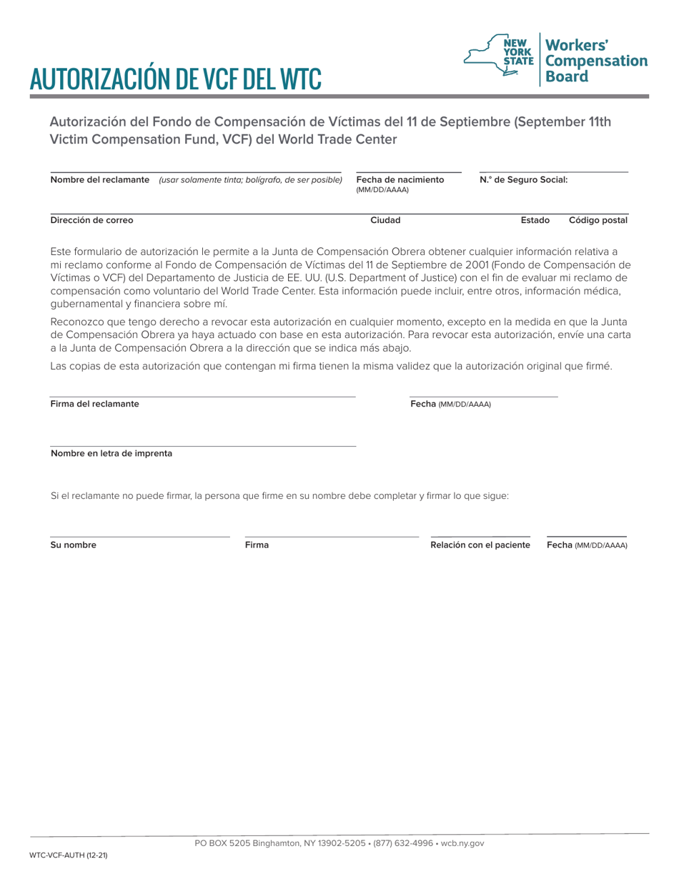 Formulario WTC-VCF-AUTH Download Fillable PDF or Fill Online ...
