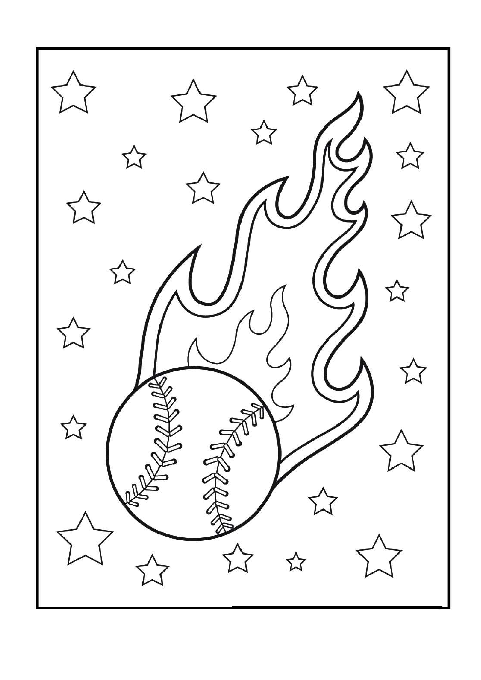 Baseball Coloring Page - Ball Among Stars Download Printable PDF ...