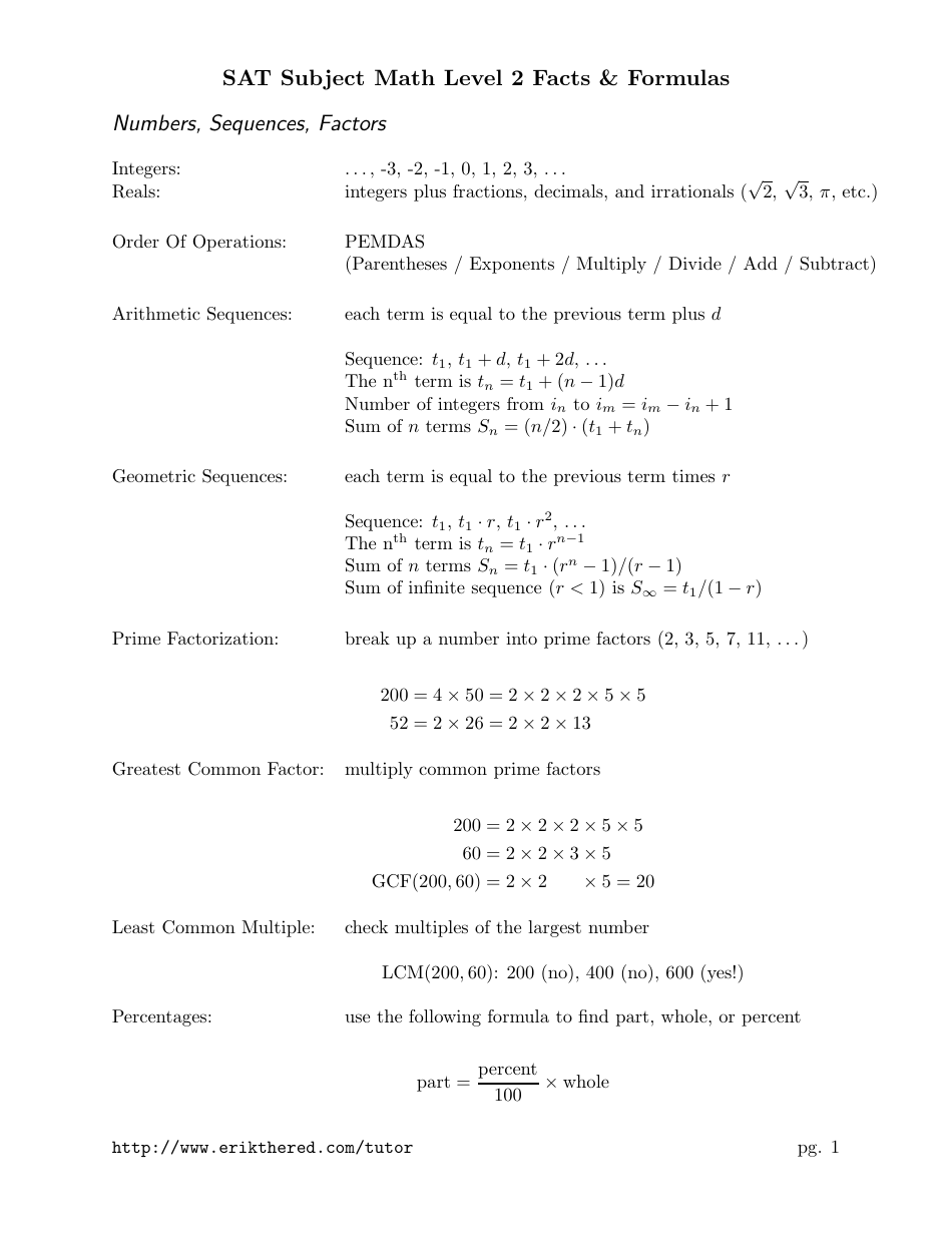 Sat Math Level 2 Cheat Sheet Download Printable PDF | Templateroller Sat Math Level 2 Cheat Sheet Download Printable PDF | Templateroller