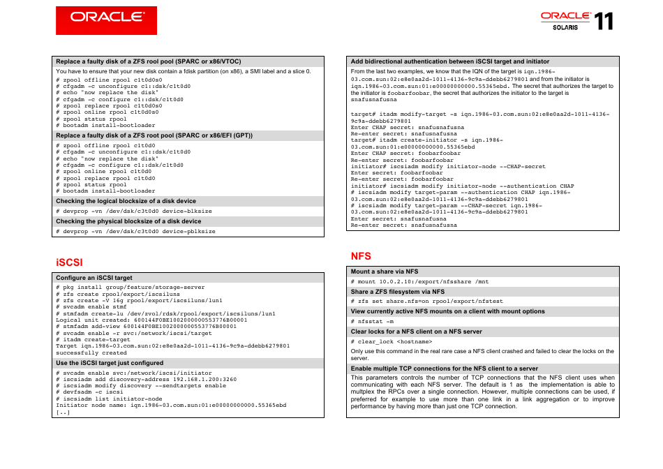 Oracle Solaris 11.3 Cheat Sheet Download Printable PDF | Templateroller