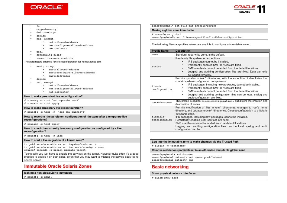 Oracle Solaris 11.3 Cheat Sheet Download Printable PDF | Templateroller