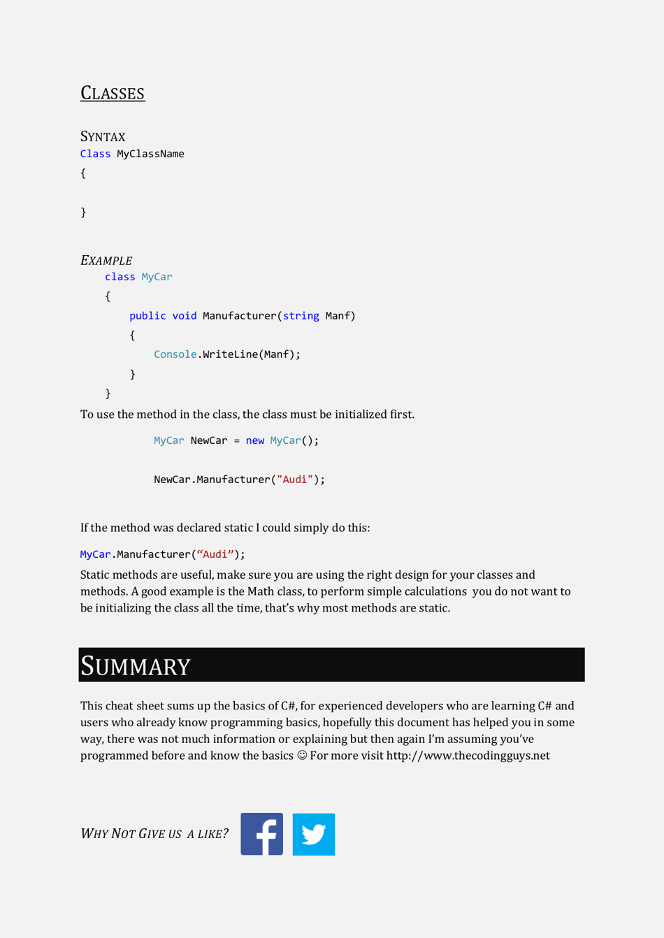 C# Cheat Sheet - Grey Download Printable PDF | Templateroller