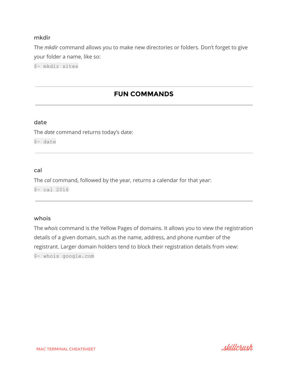 Mac Terminal Cheatsheet Download Printable PDF | Templateroller