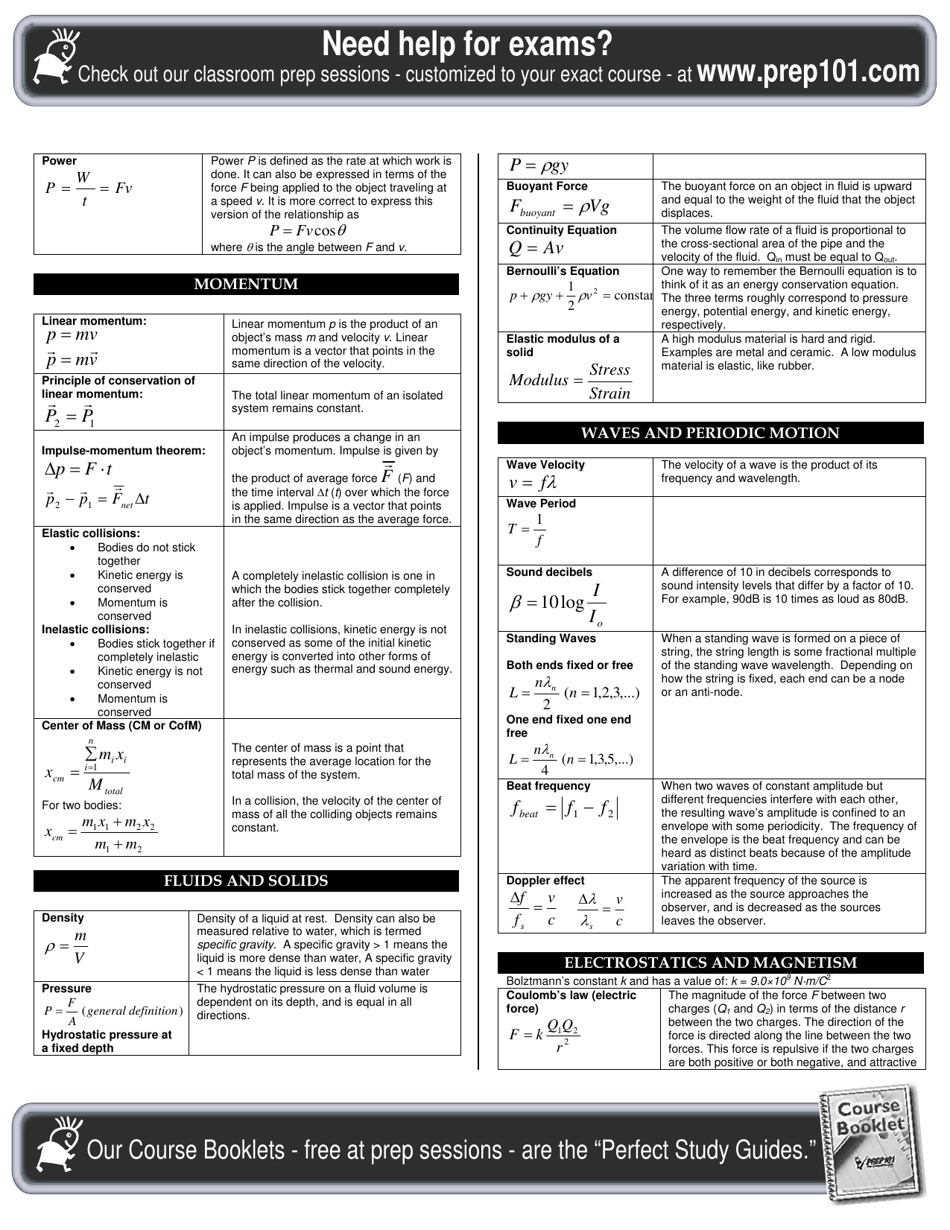 Mcat Physics Equation Sheet Download Printable PDF Templateroller