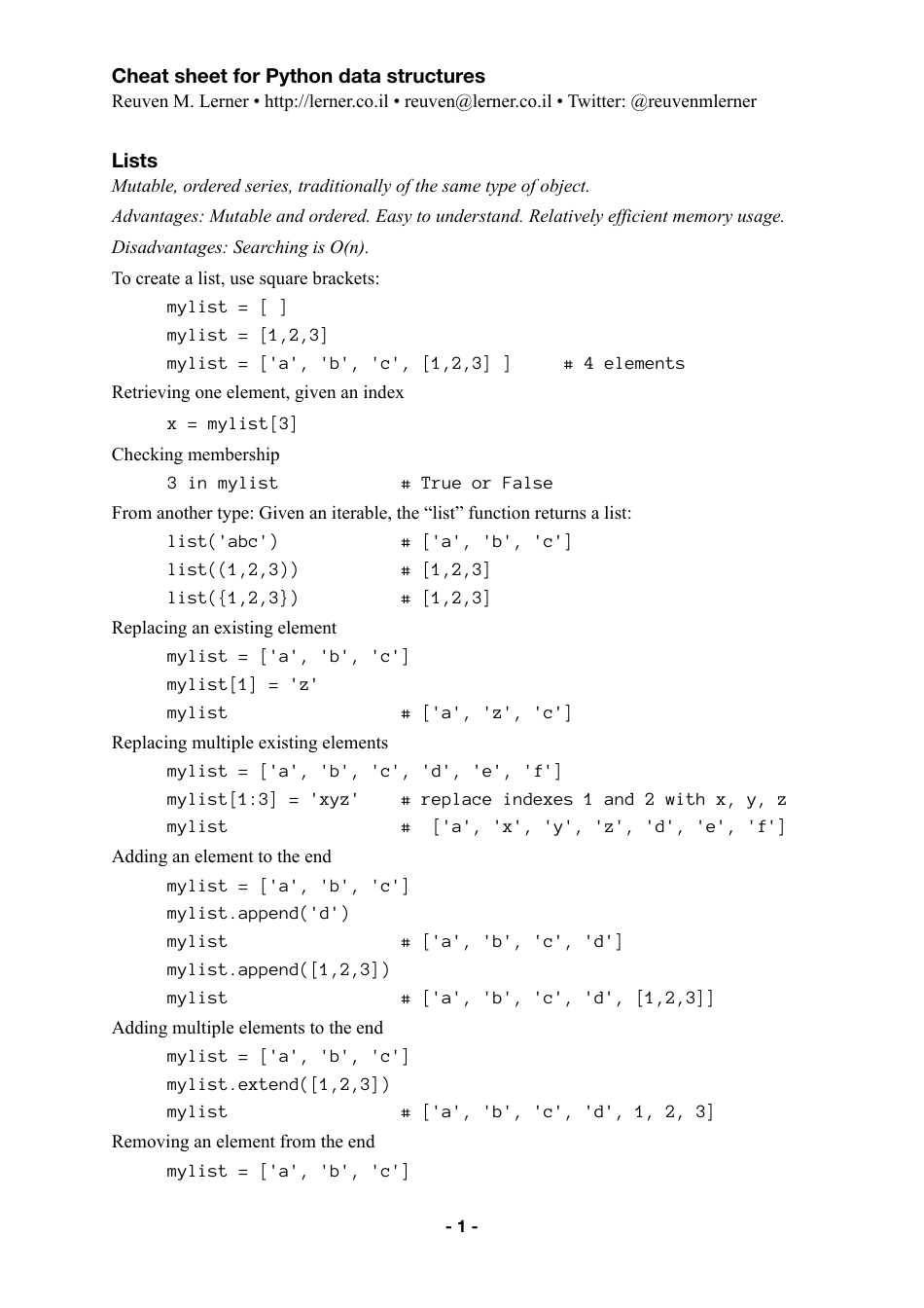 Python Cheat Sheet Data Structures Reuven M Lerner Download Printable Pdf Templateroller 