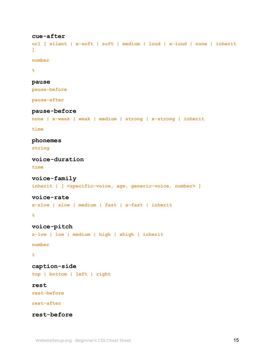 Beginners Essential Css Cheat Sheet Download Printable Pdf