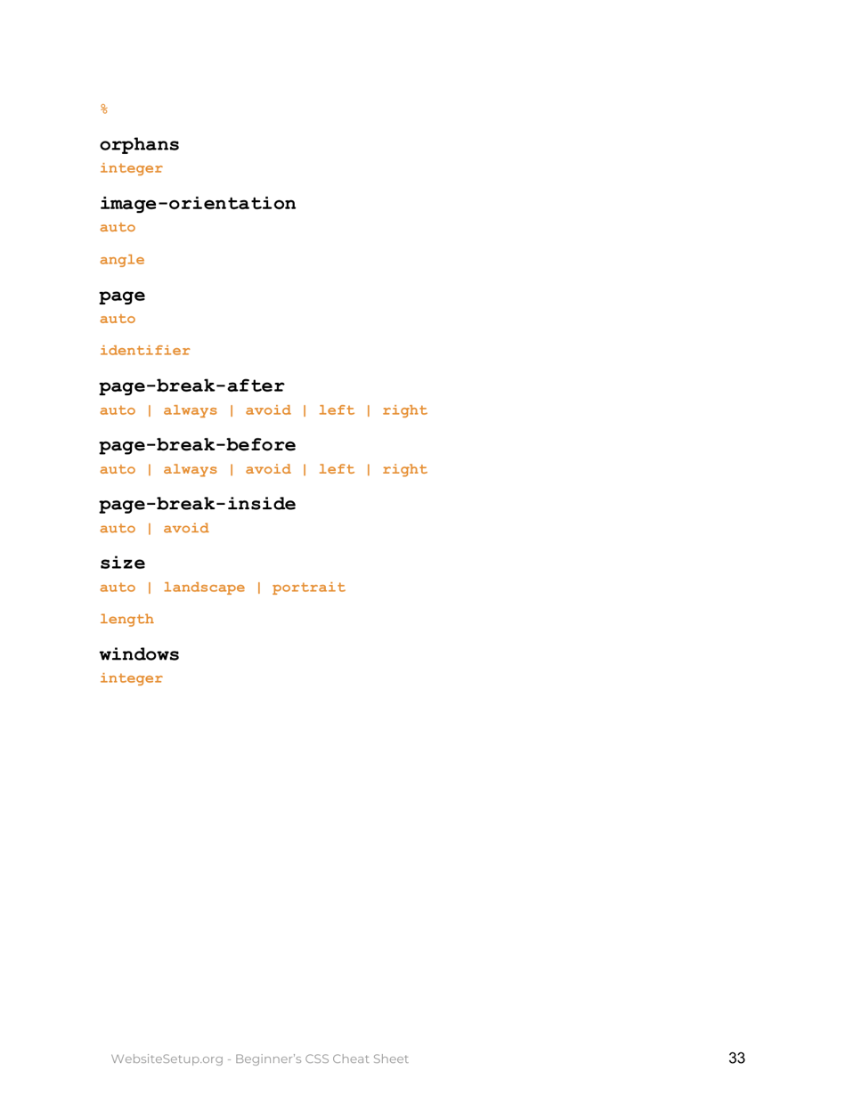 Beginner's Essential Css Cheat Sheet Download Printable PDF ...