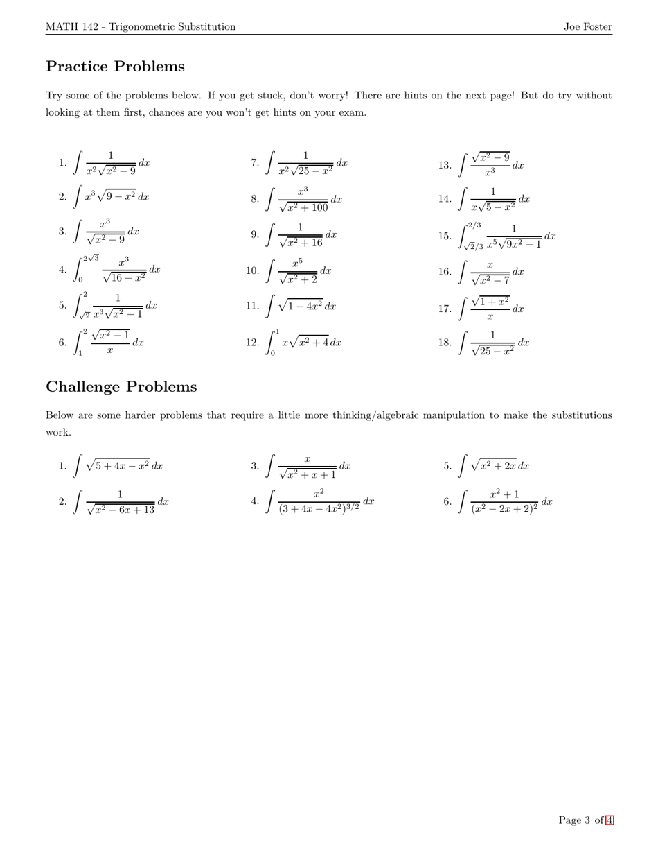 Trigonometric Substitution Cheat Sheet Download Printable PDF ... Trigonometric Substitution Cheat Sheet Download Printable PDF ...