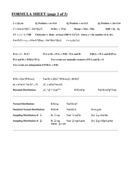 Probability Formula Sheet Download Printable PDF | Templateroller