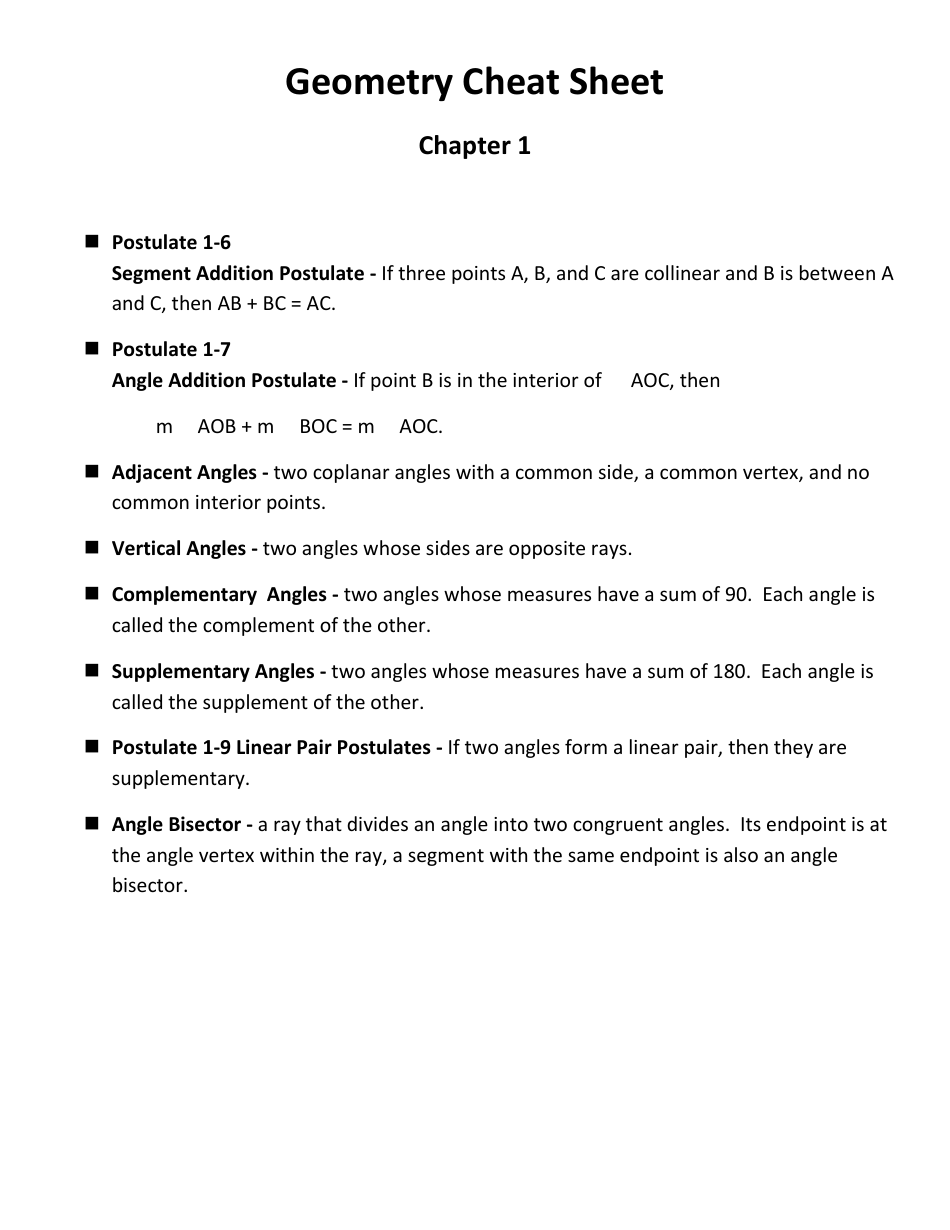 Geometry Cheat Sheet - Laws and Theorems Download Printable PDF ... Geometry Cheat Sheet - Laws and Theorems Download Printable PDF ...