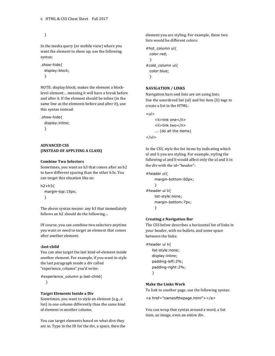 Html & Css Cheat Sheet Download Printable PDF | Templateroller Html & Css Cheat Sheet Download Printable PDF | Templateroller