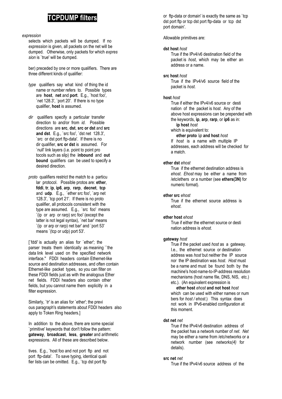 Tcpdump Filters Cheat Sheet Download Printable PDF | Templateroller