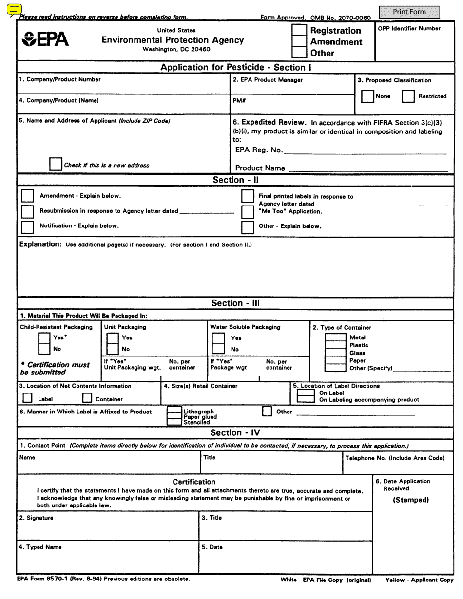 EPA Form 8570-1 - Fill Out, Sign Online and Download Fillable PDF ...
