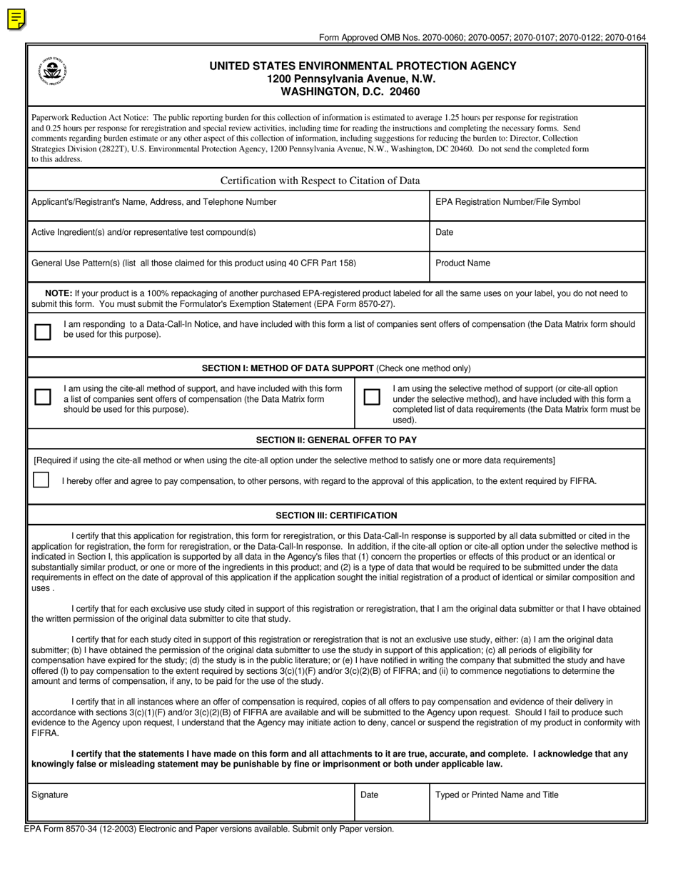 EPA Form 8570-34 - Fill Out, Sign Online and Download Fillable PDF ...