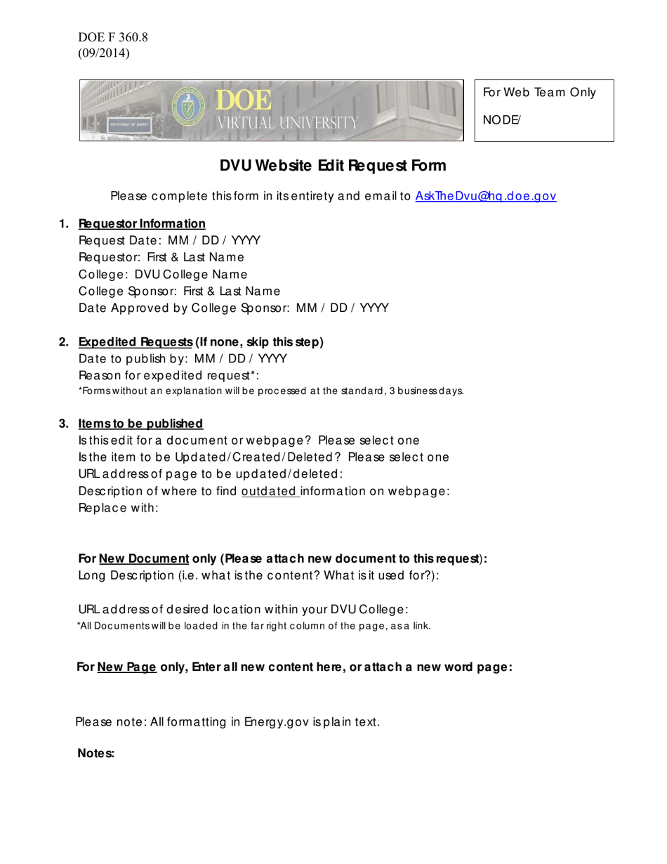 DOE Form 360.8 - Fill Out, Sign Online and Download Fillable PDF ...