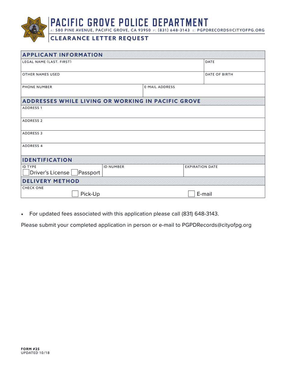 Form 25 - Fill Out, Sign Online and Download Fillable PDF, City of ...