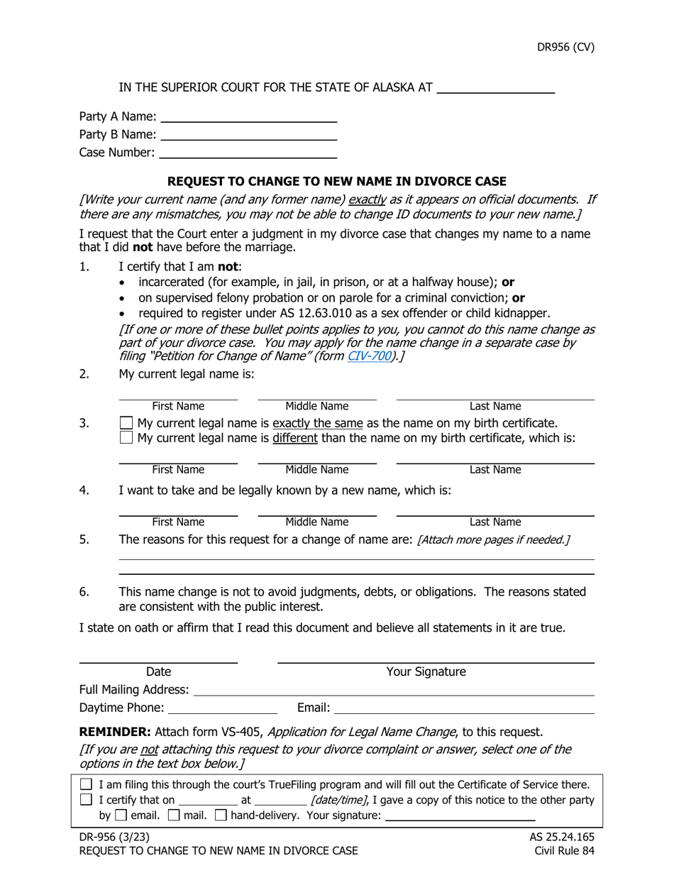Form DR-956 - Fill Out, Sign Online and Download Fillable PDF, Alaska ...