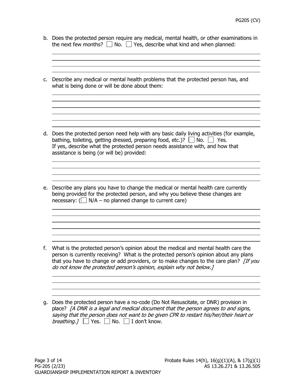 Form PG-205 Download Fillable PDF or Fill Online Guardianship ...