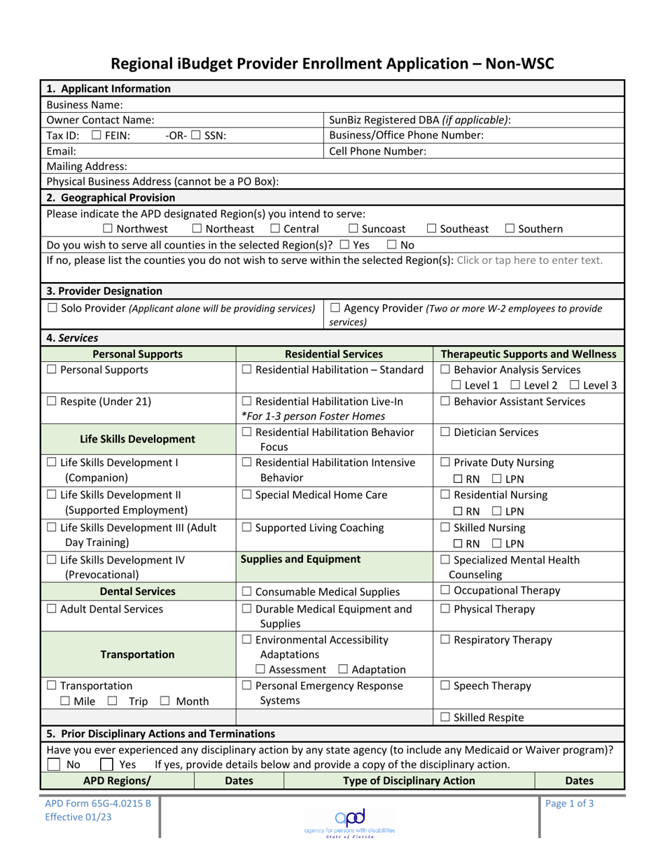 APD Form 65G-4.0215 B - Fill Out, Sign Online and Download Printable ...