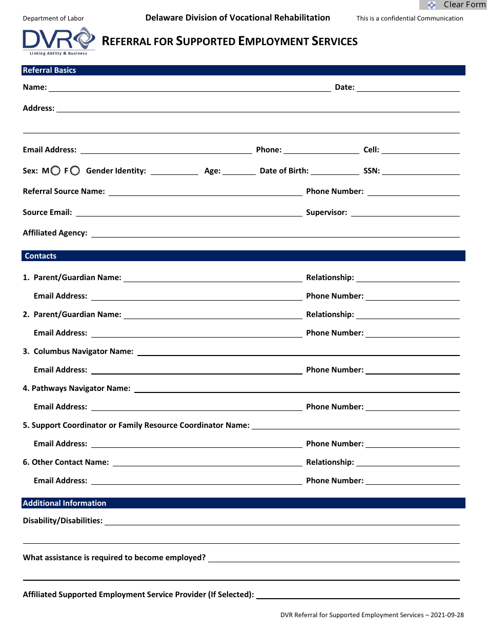 Delaware Referral for Supported Employment Services - Fill Out, Sign ...