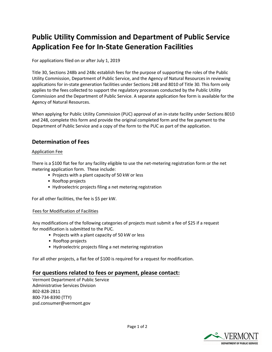 Vermont Public Utility Commission and Department of Public Service ...