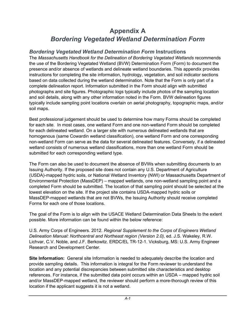 Massachusetts Bordering Vegetated Wetland Determination Form - Fill Out ...