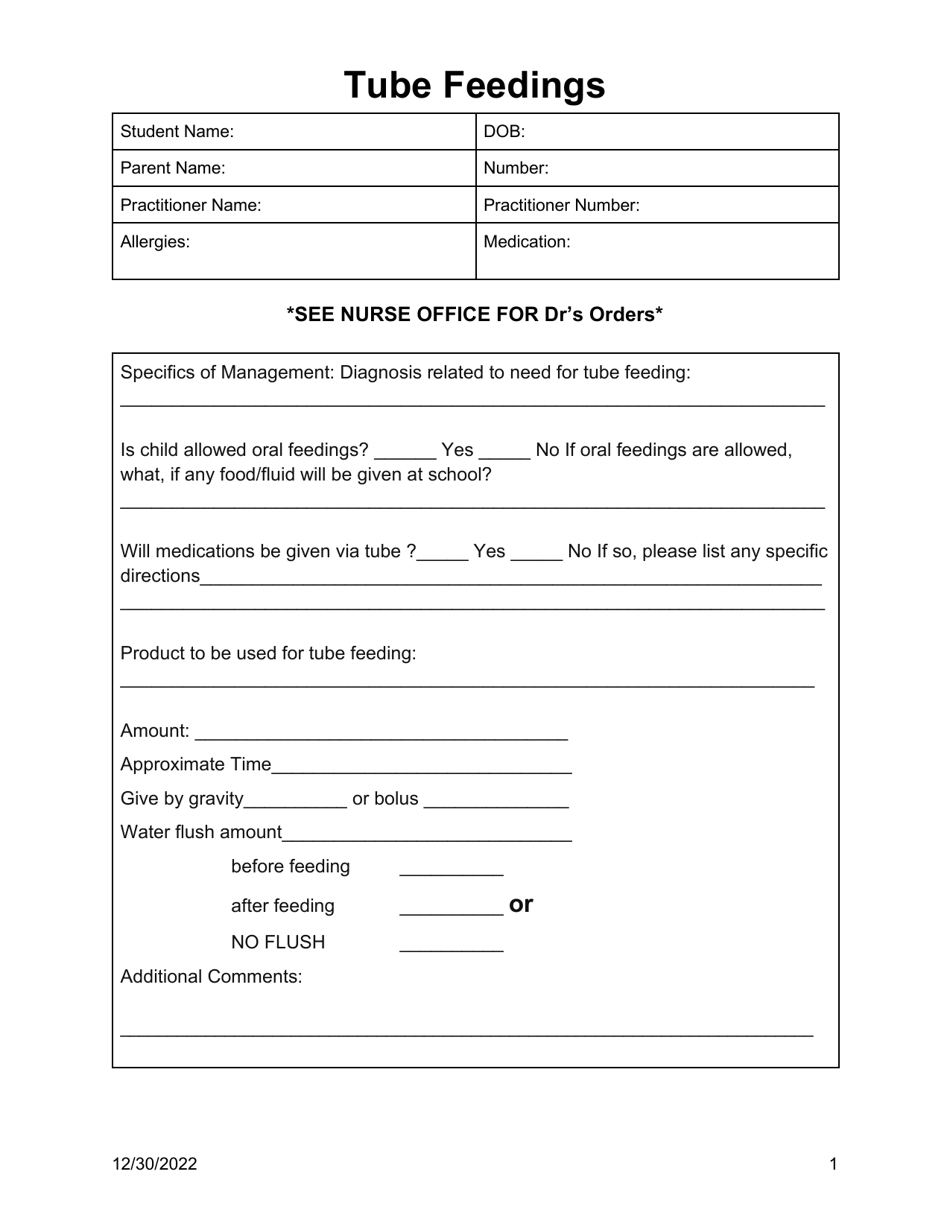 Oklahoma Individualized Health Plan Template - Tube Feedings - Fill Out ...