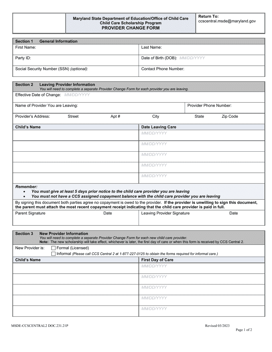 Form DOC.231.21P Download Fillable PDF or Fill Online Provider Change ... Form DOC.231.21P Download Fillable PDF or Fill Online Provider Change ...