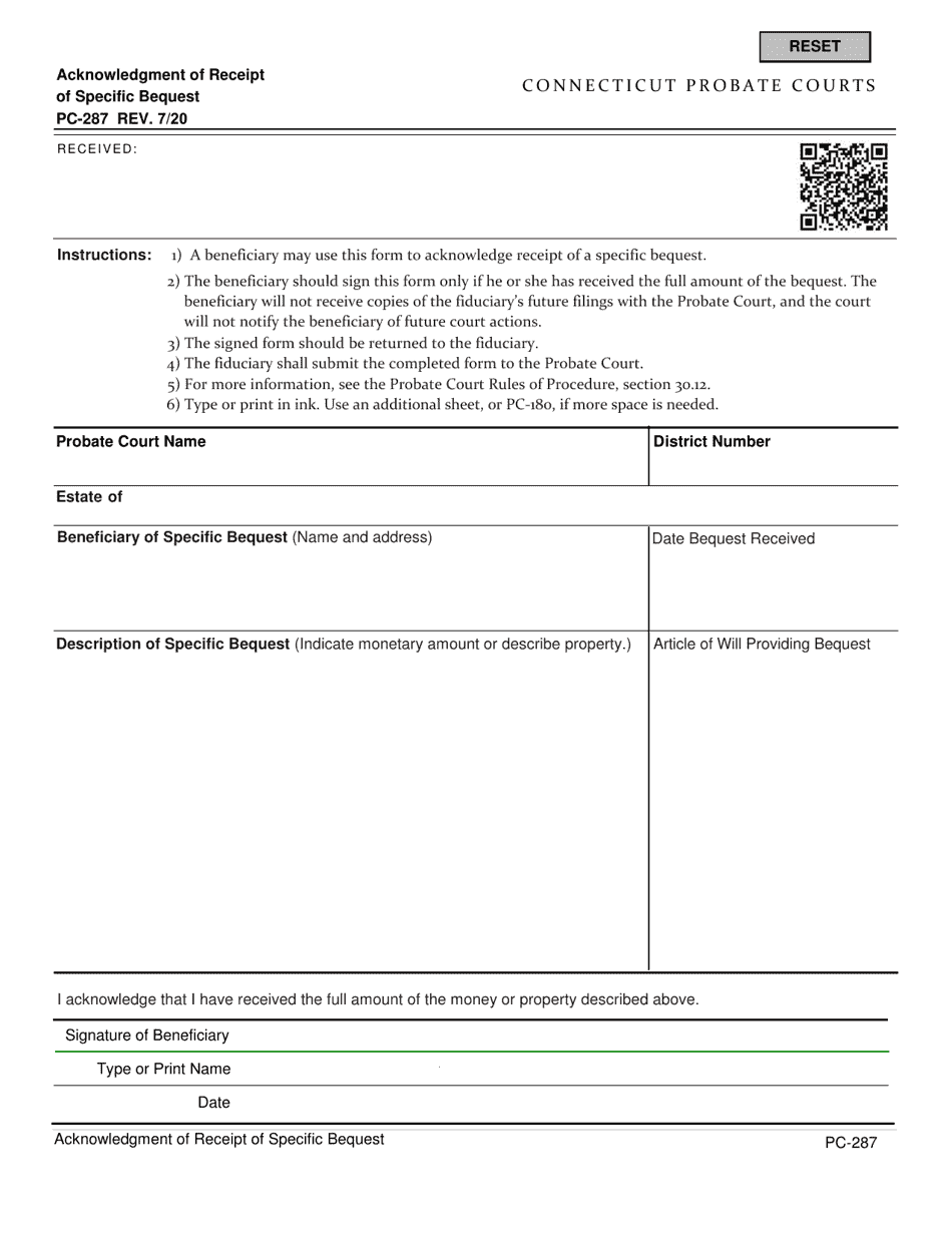 Form PC-287 - Fill Out, Sign Online and Download Fillable PDF ...