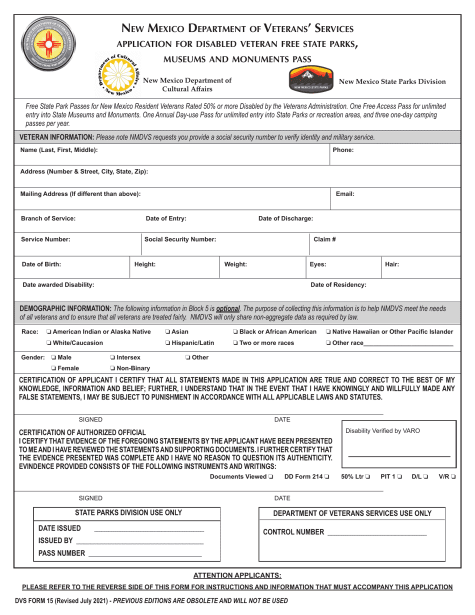 DVS Form 15 - Fill Out, Sign Online and Download Printable PDF, New ...