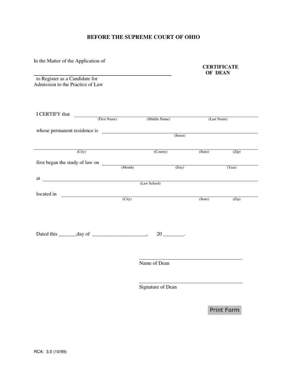 Form RCA:3.0 - Fill Out, Sign Online and Download Fillable PDF, Ohio ...