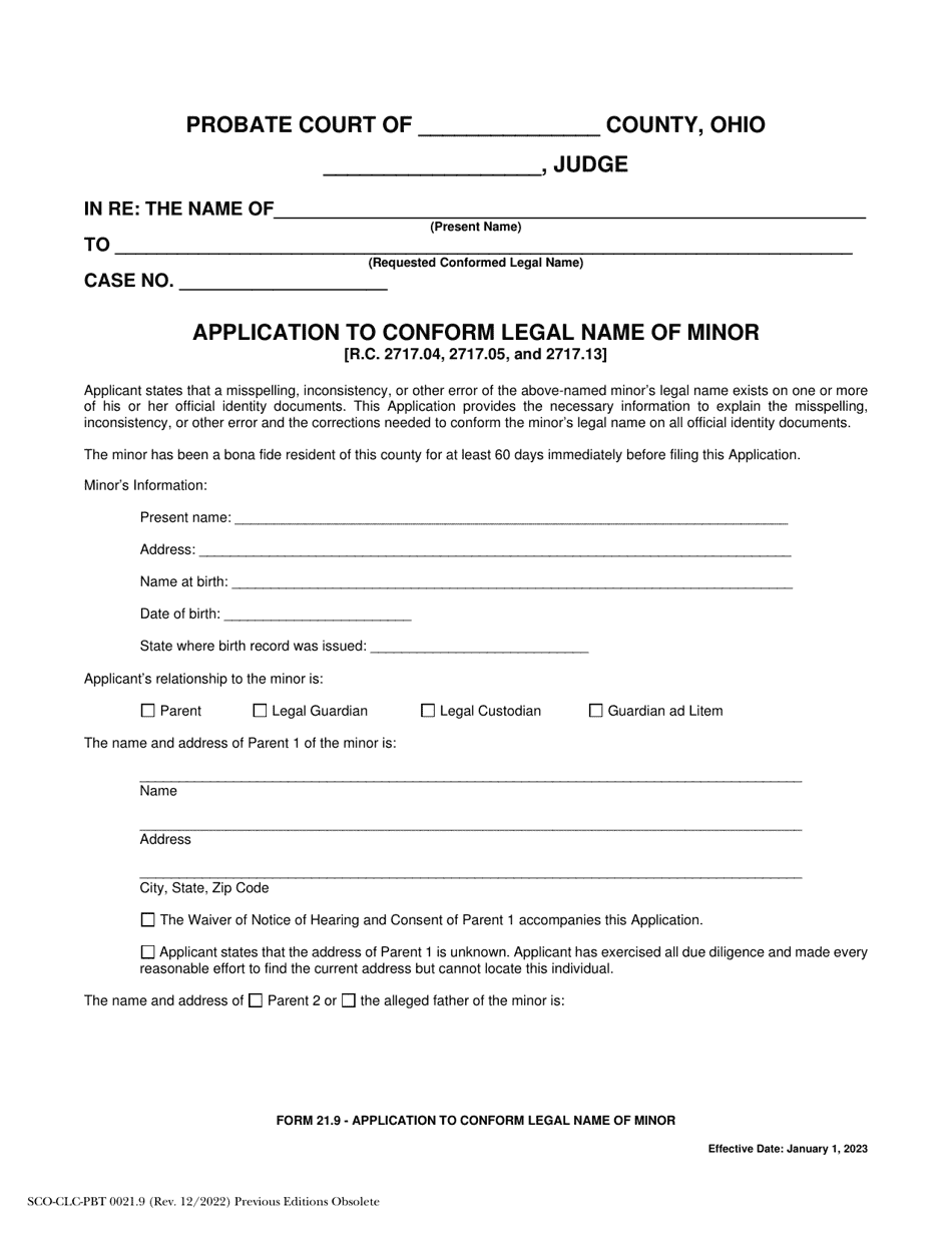 Form 21.9 (SCO-CLC-PBT0021.9) - Fill Out, Sign Online and Download ...