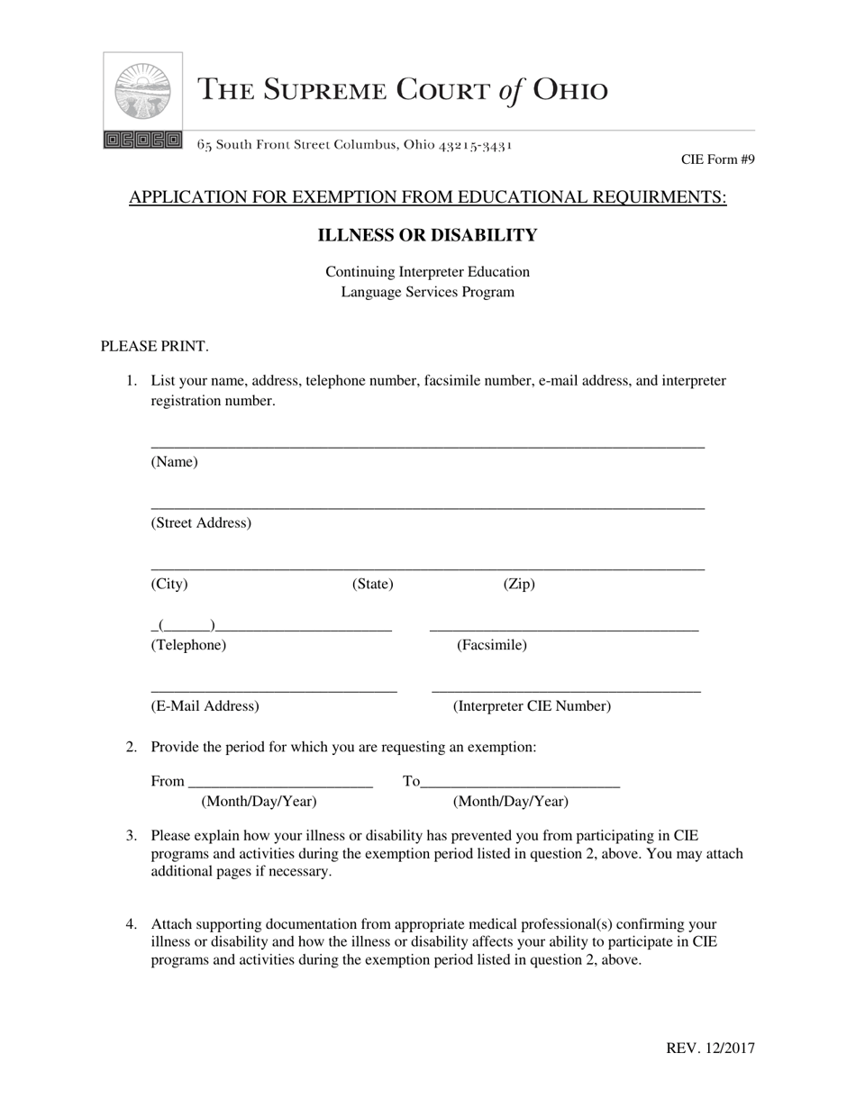 CIE Form 9 - Fill Out, Sign Online and Download Fillable PDF, Ohio ...