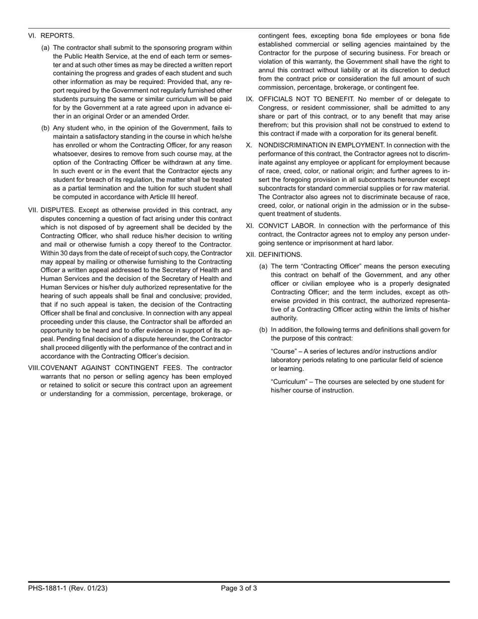 Form PHS-1881-1 - Fill Out, Sign Online and Download Fillable PDF | Templateroller