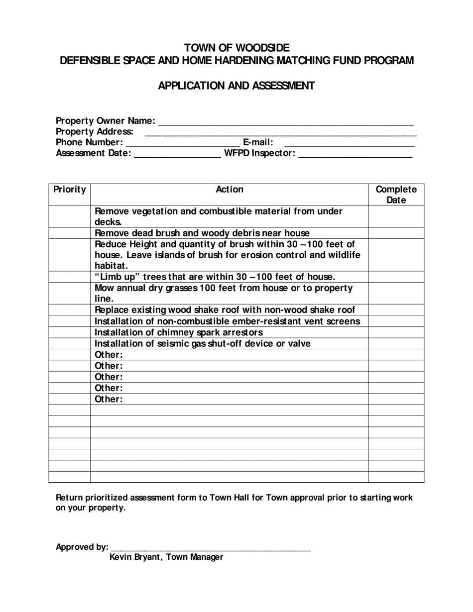 Town of Woodside, California Application and Assessment - Defensible ...